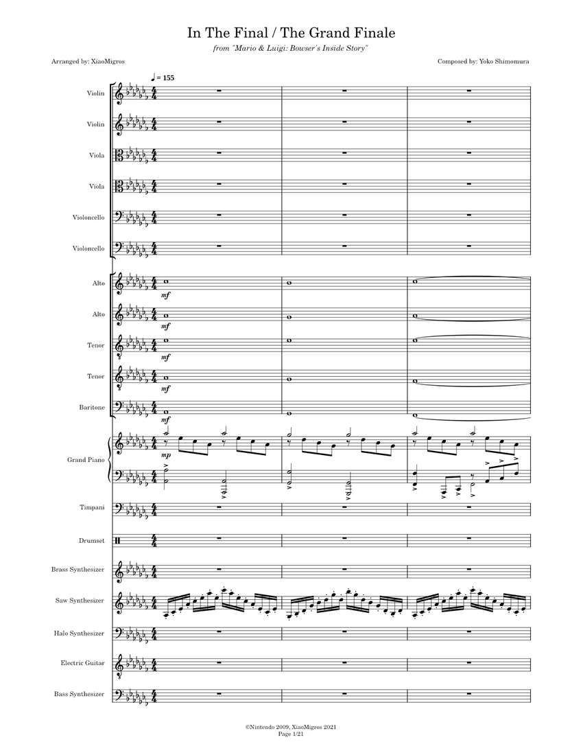 In The Final - Mario & Luigi: Bowser's Inside Story Sheet Music for ...