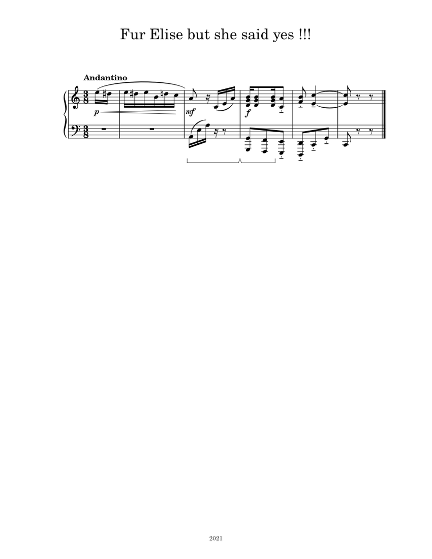 Fur Elise but she said yes! - piano.exe2951 Sheet Music for Piano (Solo ...