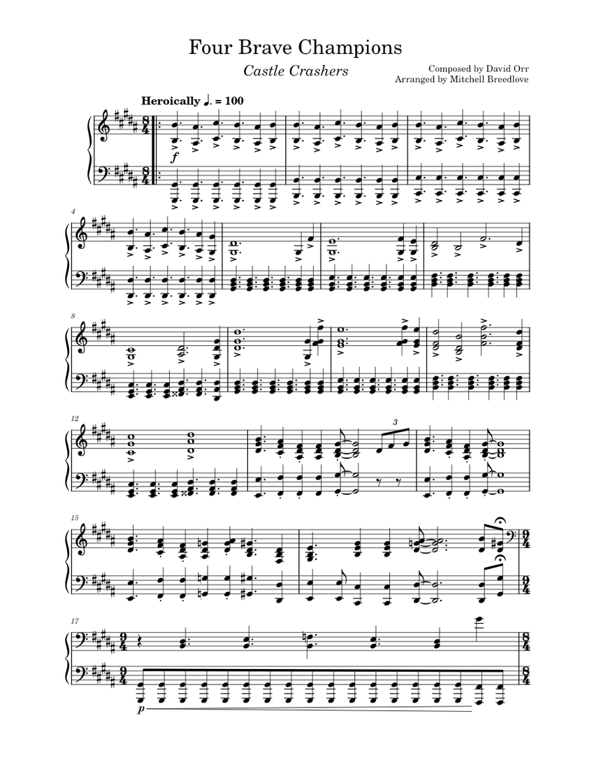 Four Brave Champions – David Orr - Mitchell Breedlove Sheet Music for ...