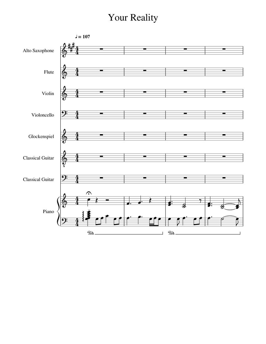 Your Reality Sheet music for Piano, Flute, Saxophone alto, Glockenspiel ...