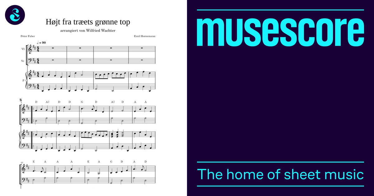 Hojt fra traeets grönne top Sheet music for Piano, Violin, Cello (Piano ...