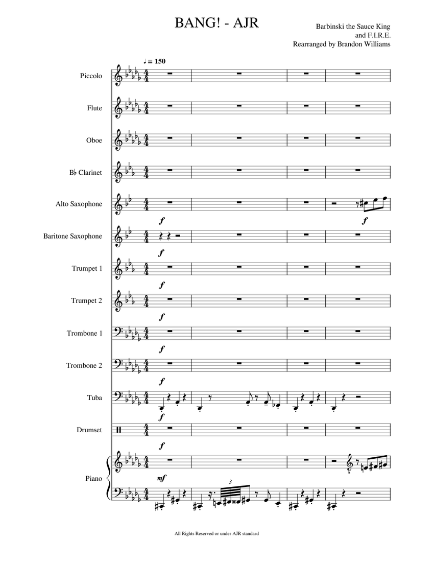 BANG! By AJR - Full Ensemble Accompanied by Piano Sheet music for Piano ...