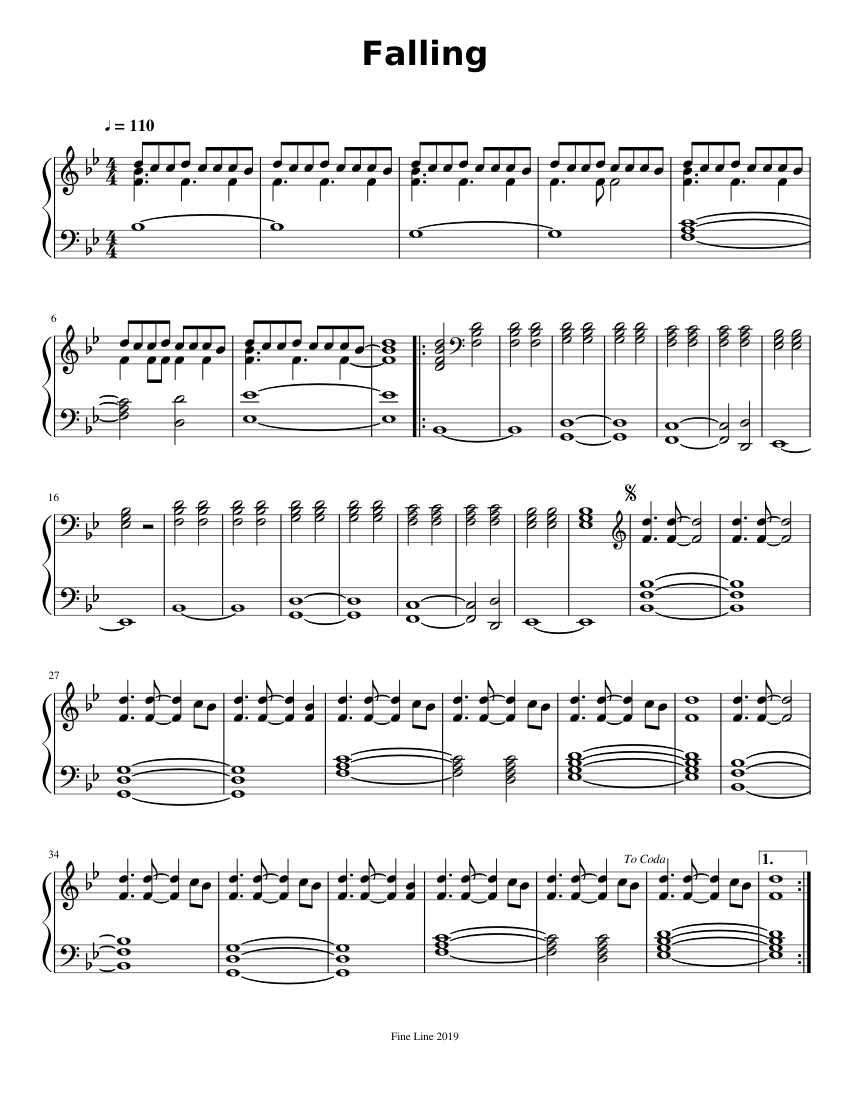 Falling HS Sheet music for Piano (Solo) Easy | Musescore.com