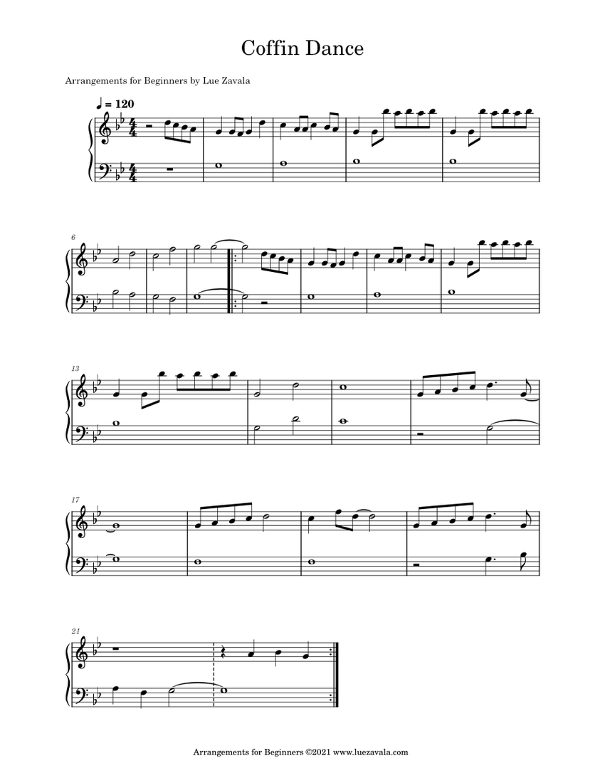 Coffin Dance – Arrangements for Beginners - Lue Zavala Sheet music for ...