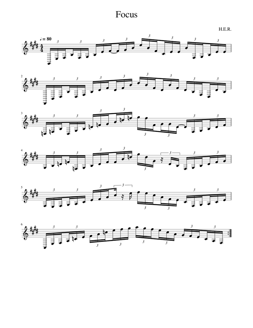 Focus H.E.R Sheet music for Harp (Solo) | Musescore.com