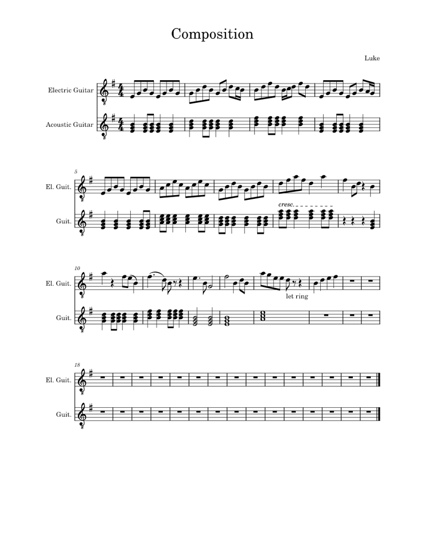 composition 15th Sheet music for Guitar (Mixed Duet) | Musescore.com