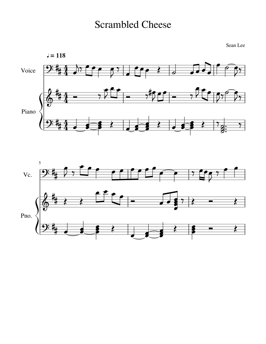 Scrambled Cheese Sheet Music for Piano, Cello (Solo) | MuseScore.com