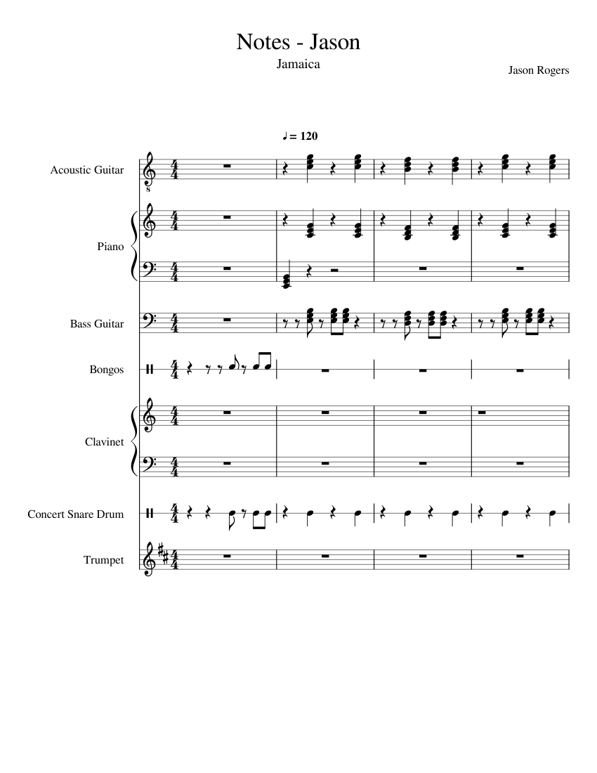 Notes - Jason Sheet music for Piano, Clavichord, Snare drum, Guitar ...