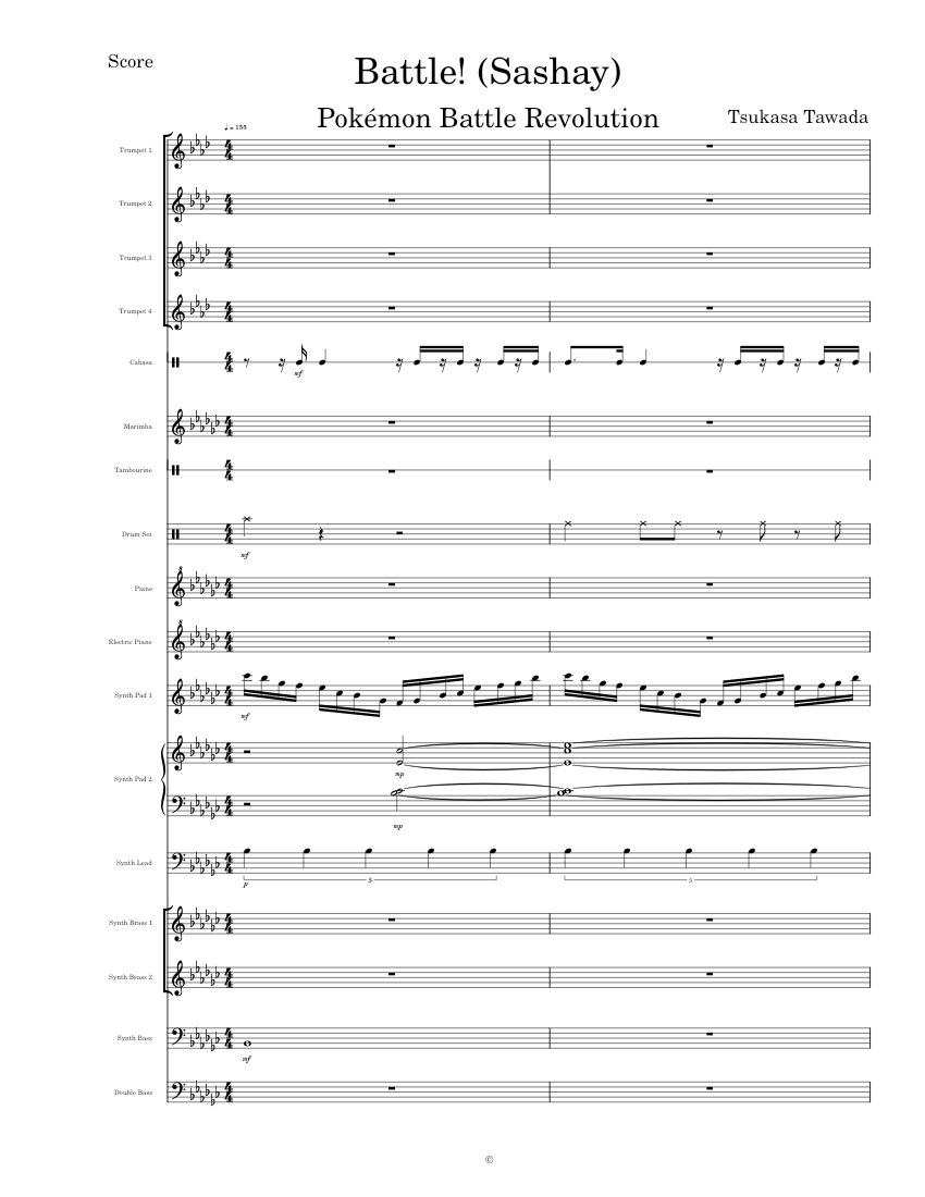 Battle! (Sashay) (Pokémon Battle Revolution) - Transcribed Score Sheet ...