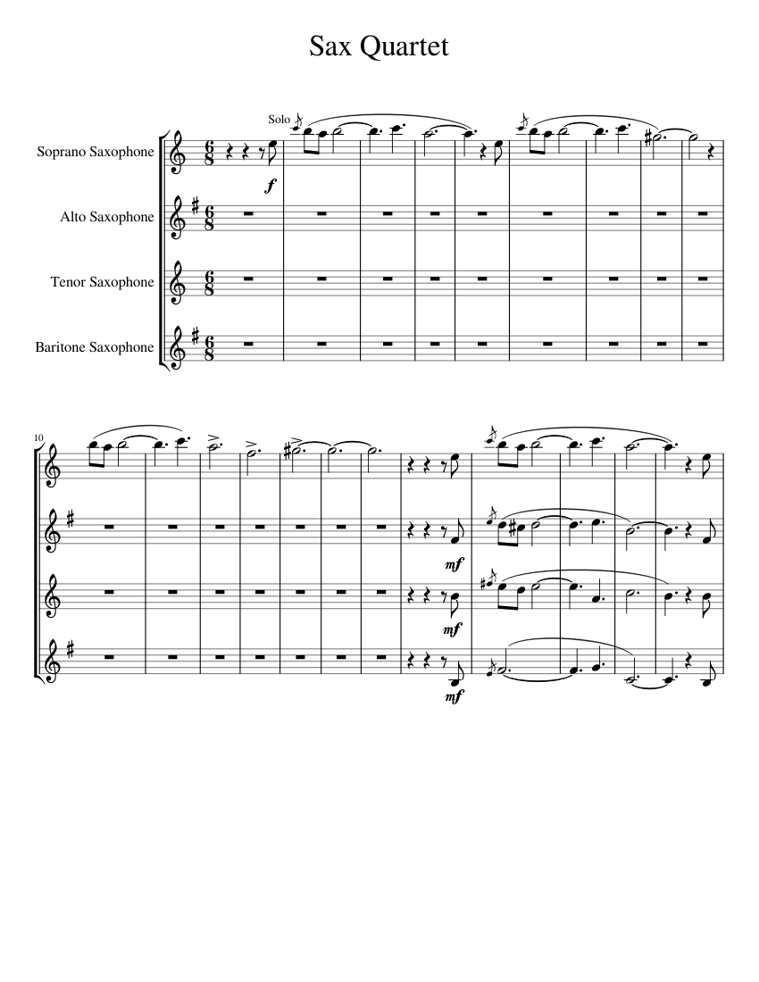 Sax_Quartet Sheet music for Saxophone alto, Saxophone tenor, Saxophone ...
