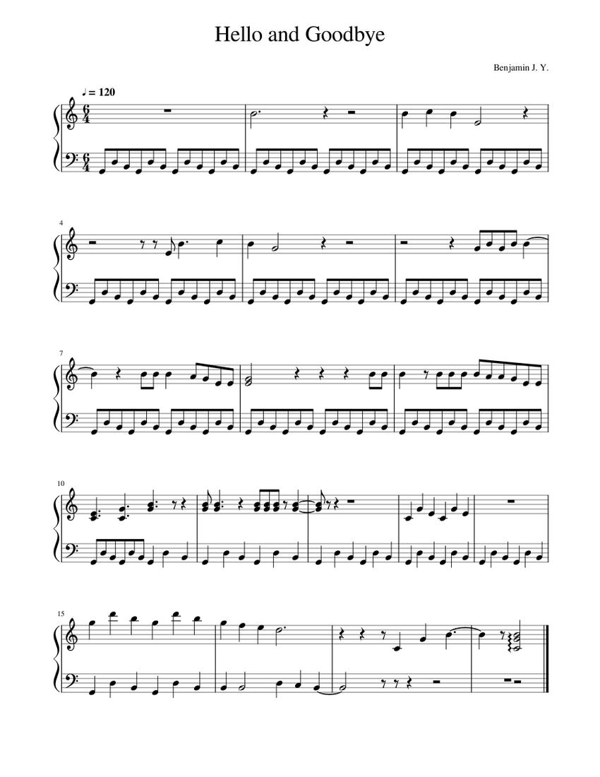 Hello and Goodbye Sheet Music for Piano (Solo) easy | MuseScore.com