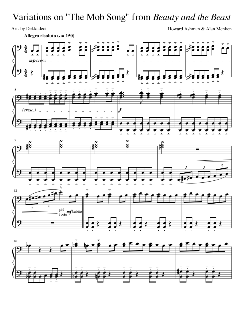 Variations on "The Mob Song" Sheet Music for Piano (Solo) | MuseScore.com