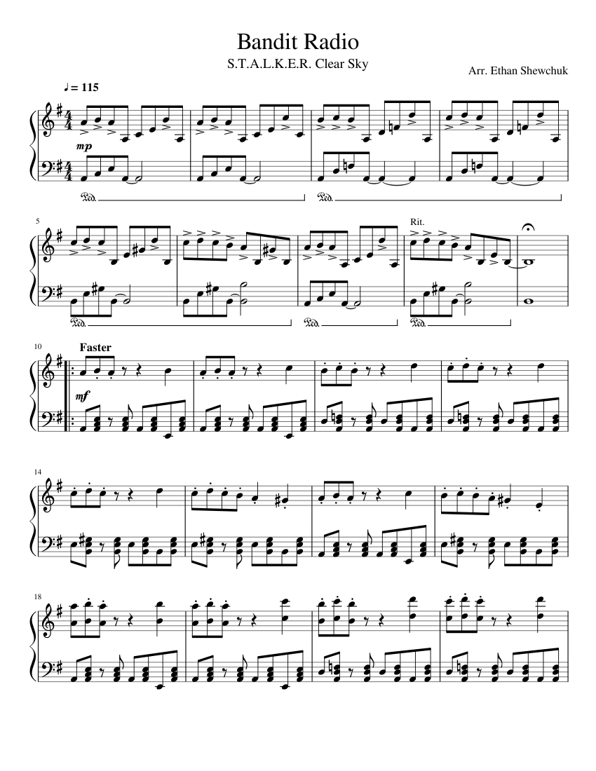 S.T.A.L.K.E.R. Clear Sky - Bandit Radio (piano only) Sheet Music for ...