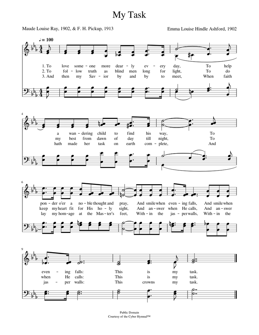 My task - Emma L. Ashford Sheet Music for Piano (Piano Duo) | MuseScore.com