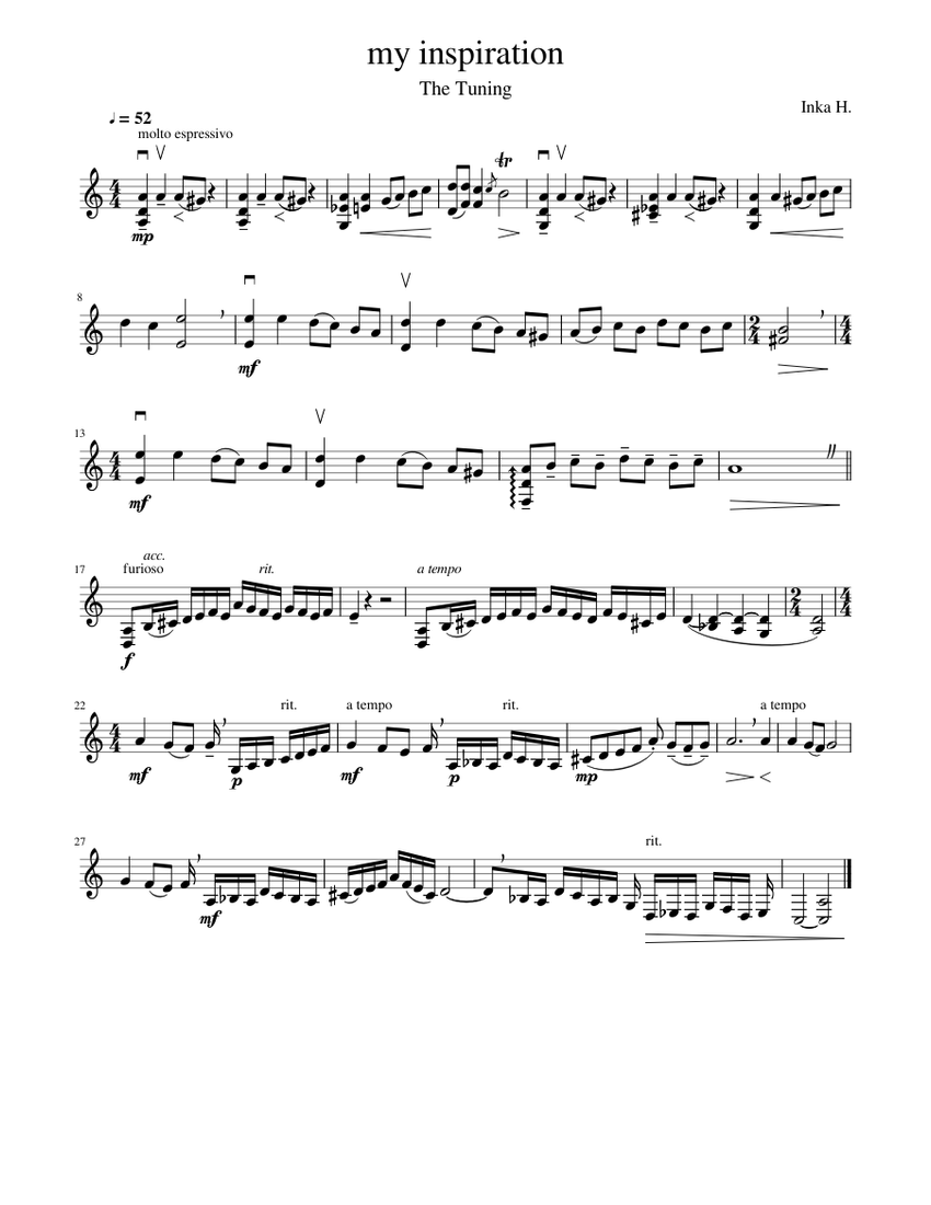My inspiration - The tuning Sheet music for Nyckelharpa (Solo ...