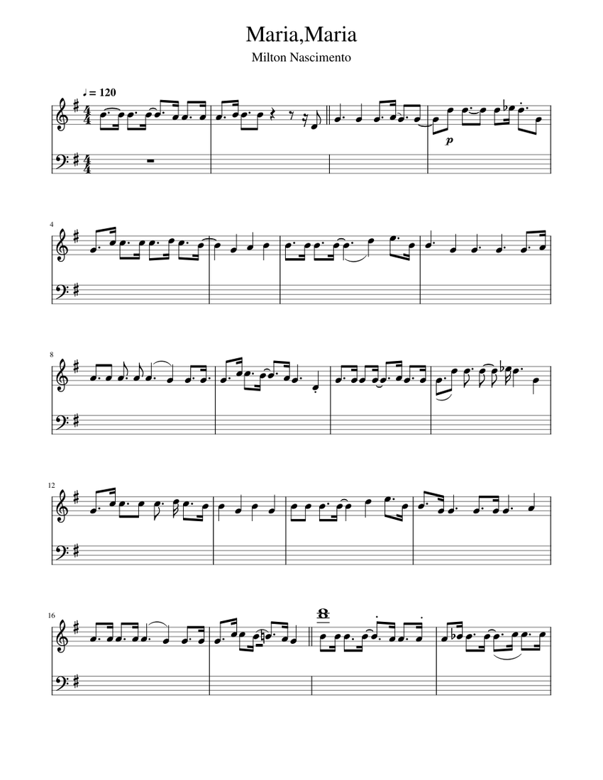 Maria,maria Sheet Music for Piano (Solo) easy | MuseScore.com