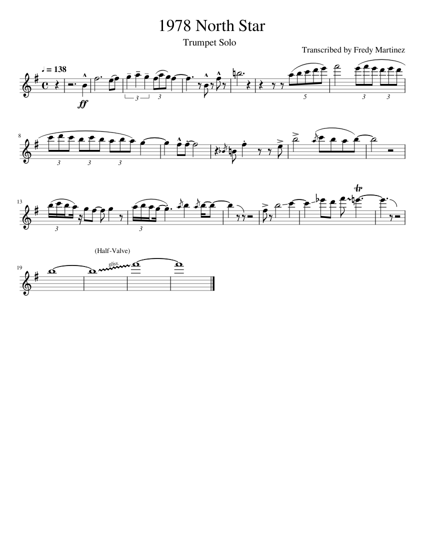 North Star 1978 Trumpet Solo Sheet Music for Trumpet in b-flat (Solo ...