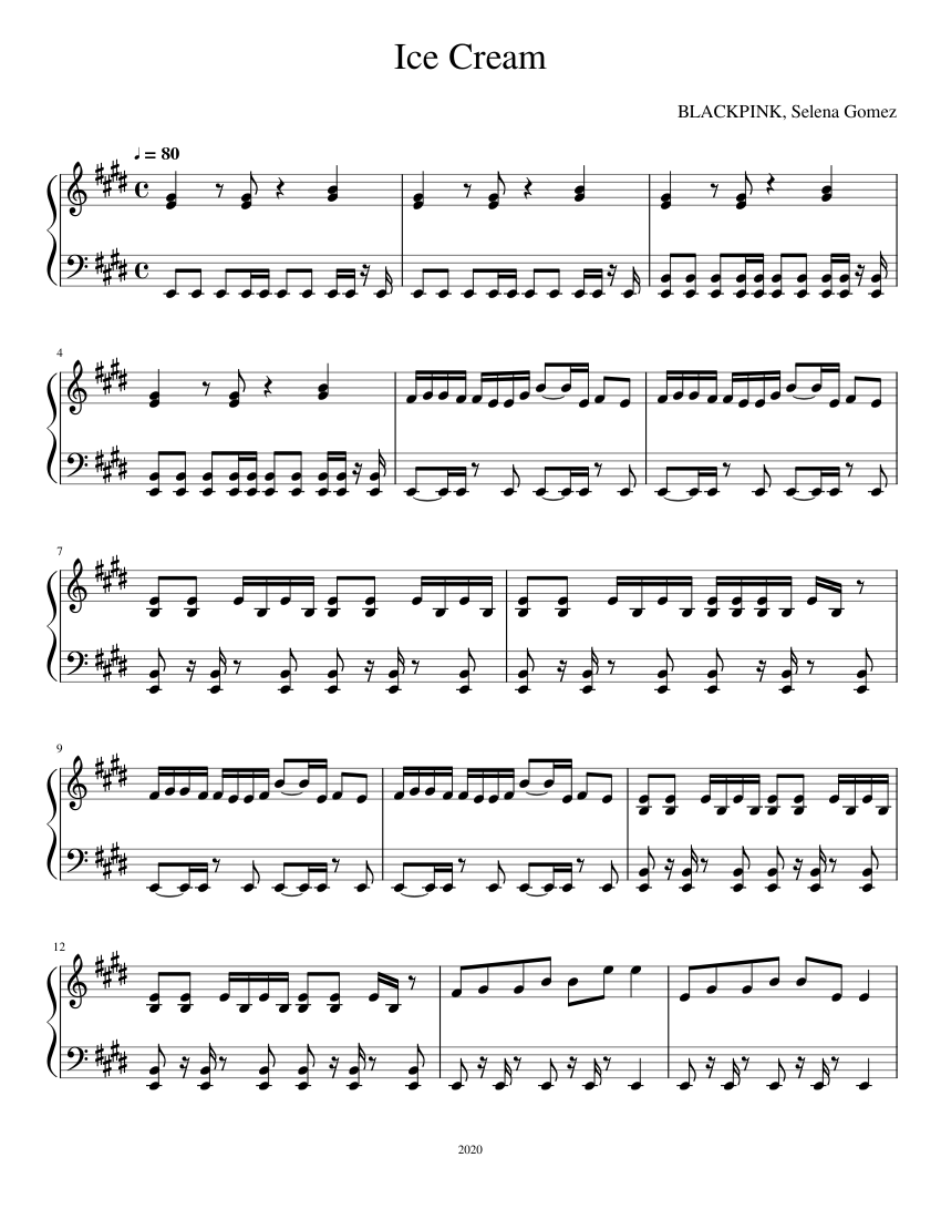 Ice Cream sheet music for piano Sheet music for Piano (Piano-Voice ...