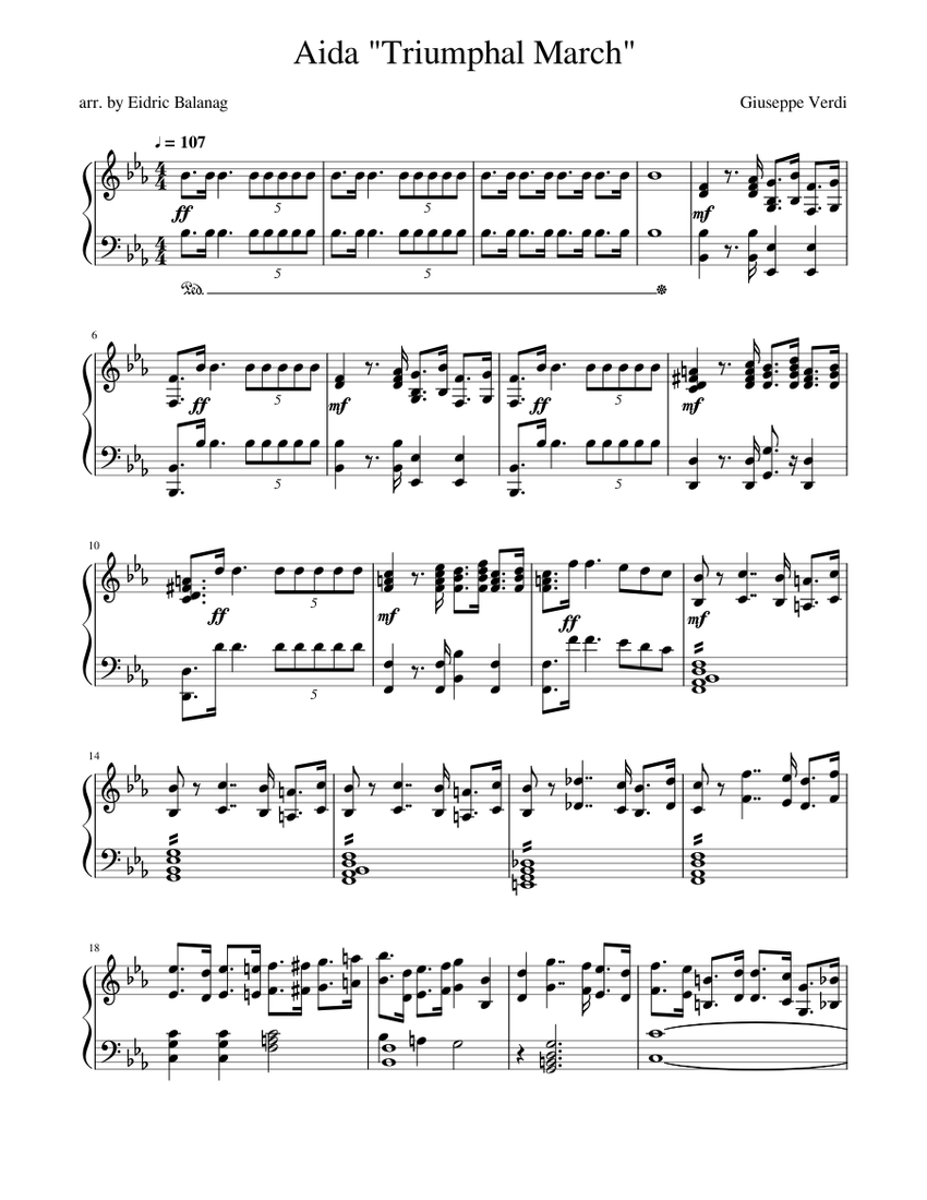 Aida Triumphal March Sheet music for Piano (Solo) | Musescore.com