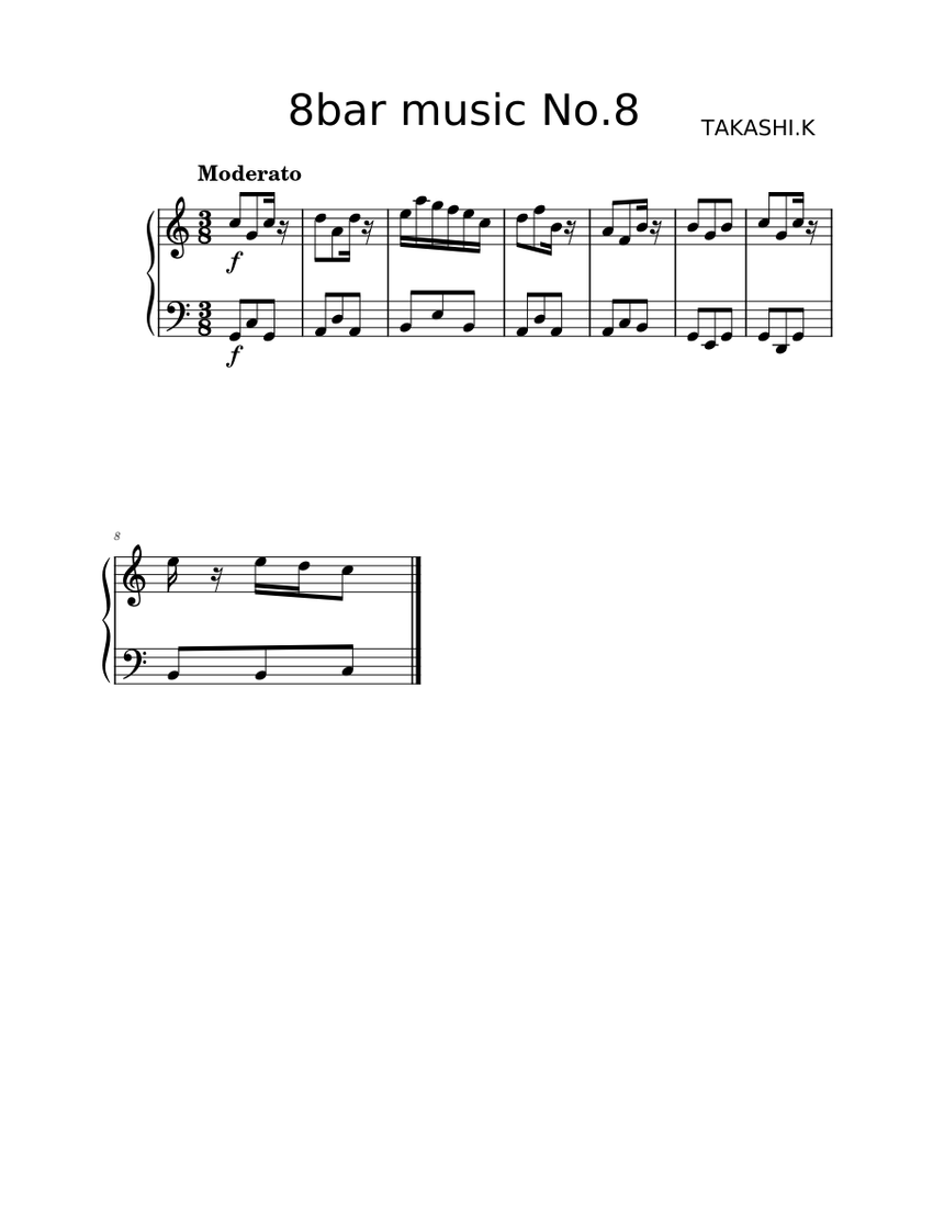8bar music No.8 Sheet music for Piano (Solo) Easy | Musescore.com