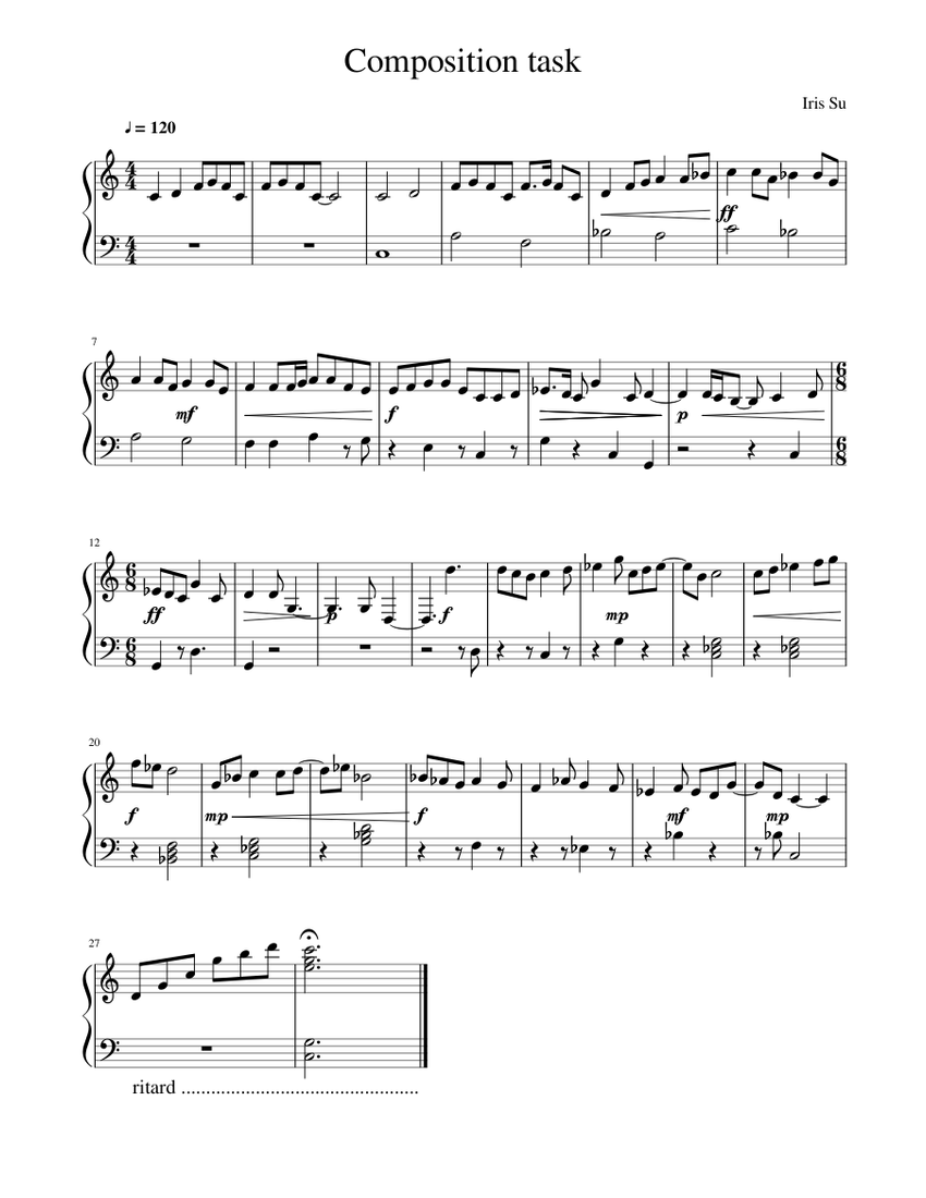Composition task Sheet music for Piano (Solo) Easy | Musescore.com