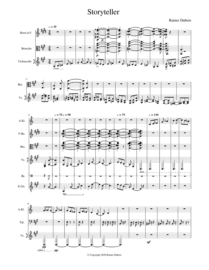 Storyteller Sheet music for Piano, Trombone, Tenor, Flute piccolo ...