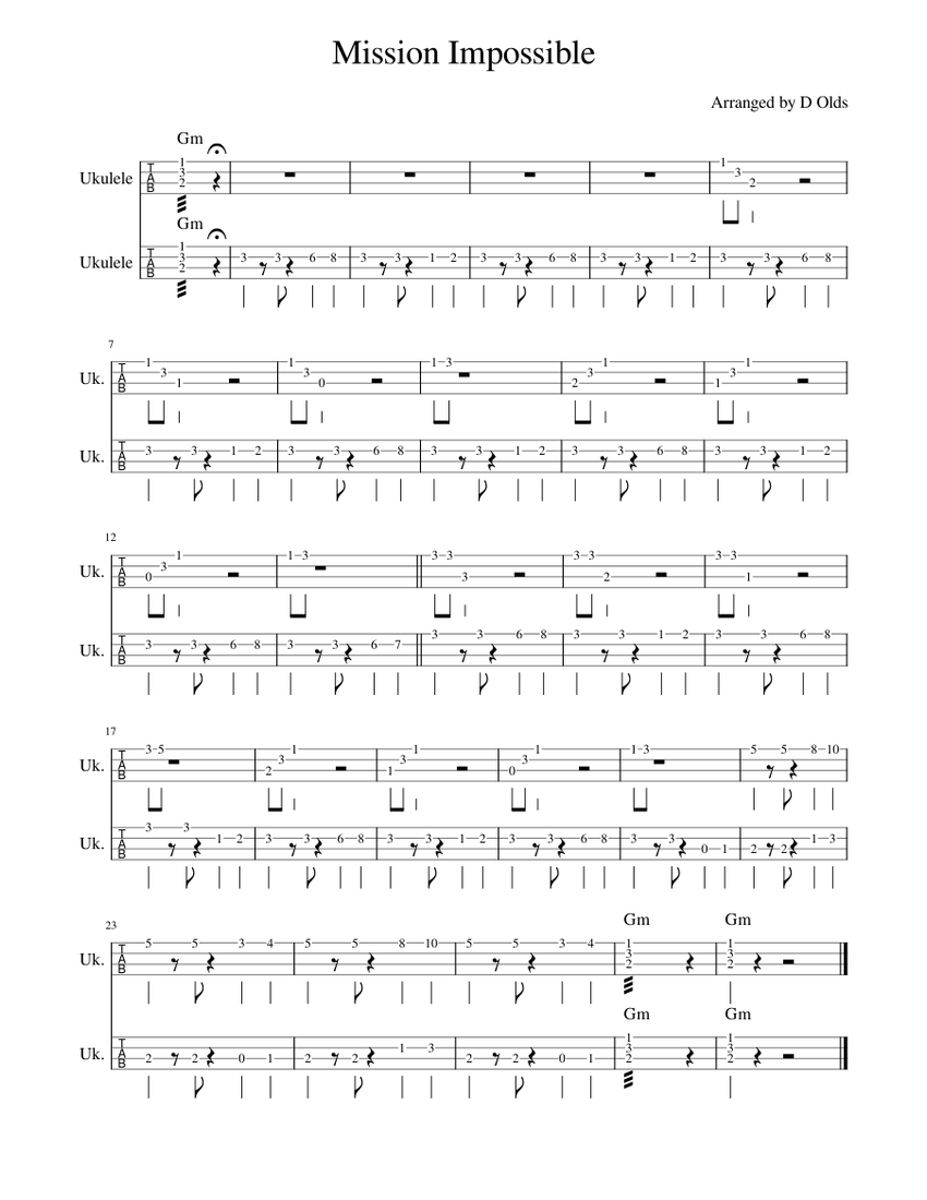 Mission Impossible Theme - Lalo Schifrin Sheet Music and Tab with ...