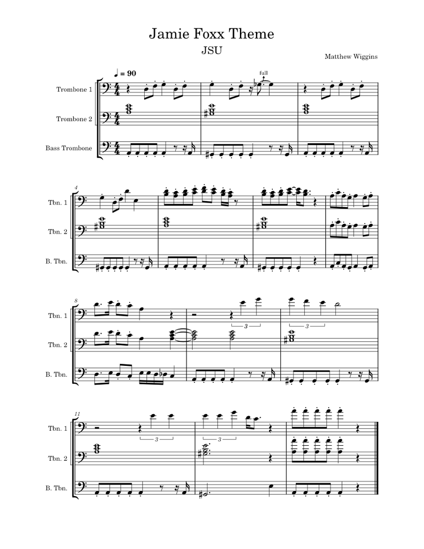 Jamie Foxx Theme Sheet music for Trombone, Trombone bass (Mixed Trio ...