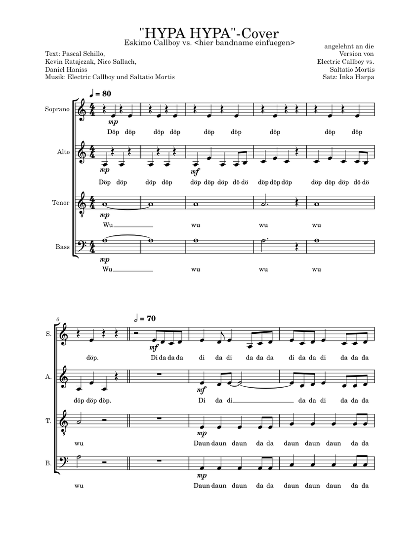 "Hypa Hypa"-a capella-Cover – Electric Callboy Sheet Music for Soprano ...