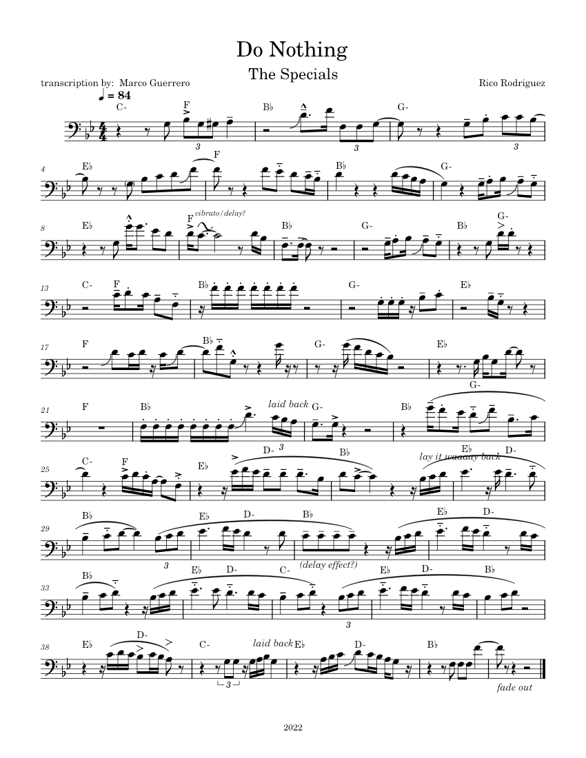Do Nothing (Rico's Solo) Sheet Music for Trombone (Solo) | MuseScore.com