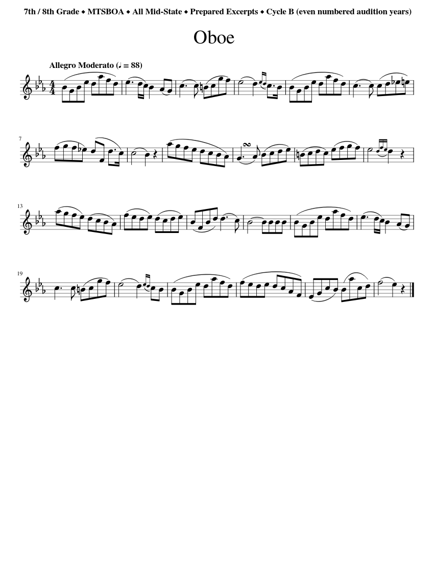 Mid-State Audition / Oboe Sheet music for Oboe (Solo) | Musescore.com