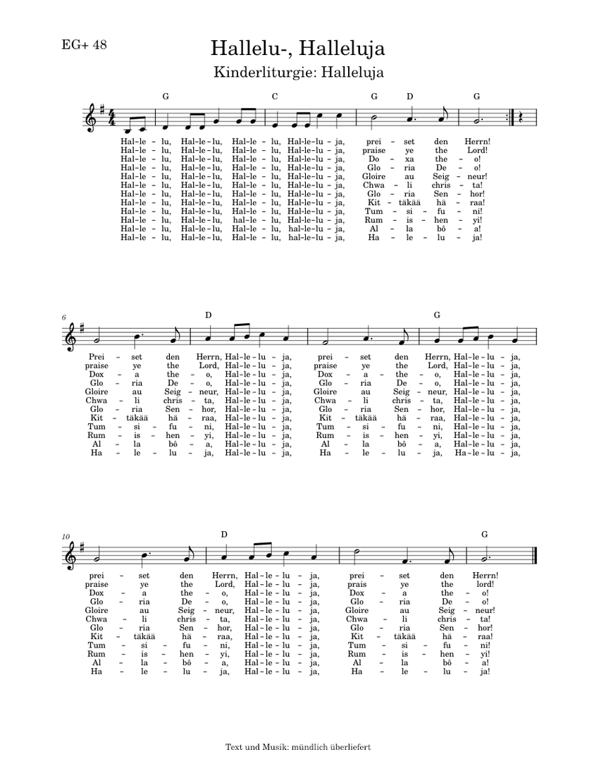 EG+ Hallelu-, Halleluja Sheet music for Piano (Solo) | Musescore.com