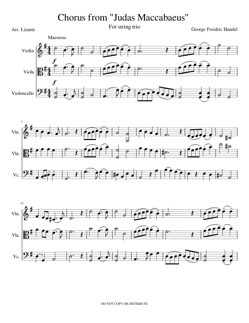 Judas Maccabeus Sheet Music for Violin, Viola, Cello (String Trio ...