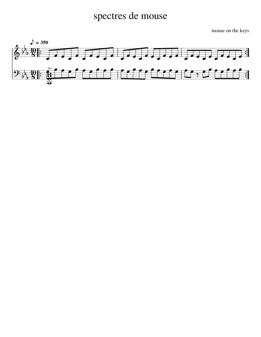 Spectres de Mouse — Mouse On The Keys (opening piano vamp) Sheet Music ...