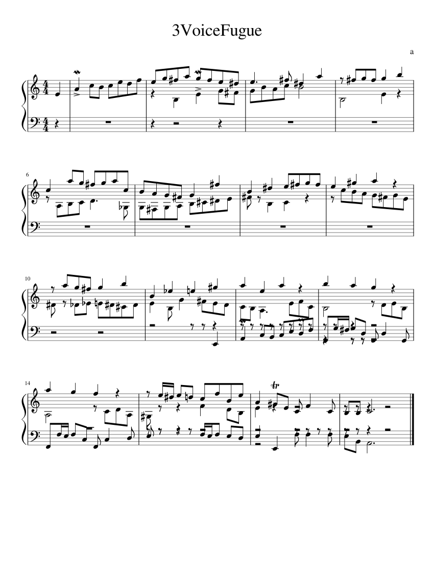 3-Voice Fugal Epic Sheet music for Harpsichord (Solo) | Musescore.com