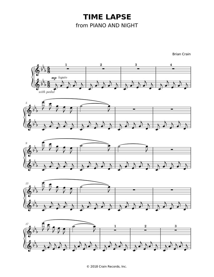 Time Lapse – Brian Crain Sheet music for Piano (Solo) | Musescore.com