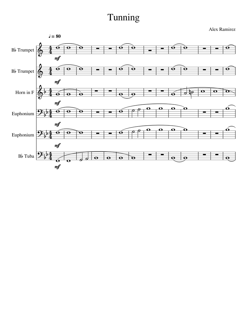 Dp Tunning Sheet music for Euphonium, Tuba, Trumpet in b-flat, French ...