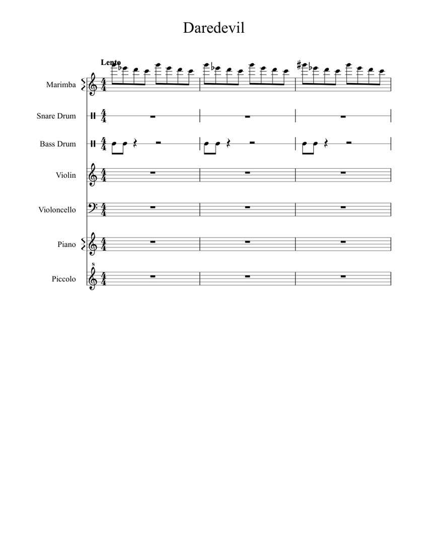 Daredevil Theme Sheet music for Piano, Oboe, Violin (Mixed Trio ...