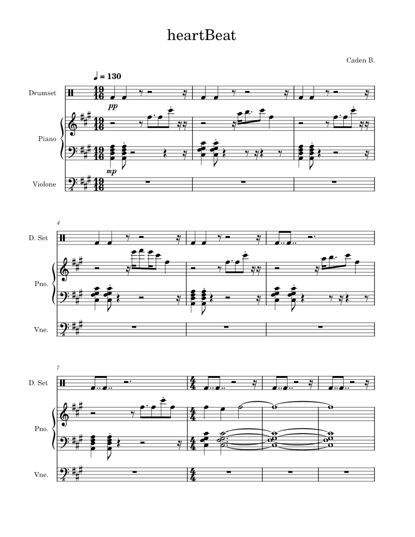 heartBeat Sheet music for Piano, Drum group, Viol (Mixed Trio ...