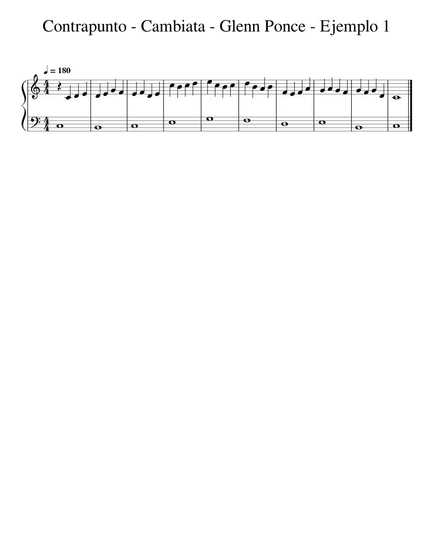 Contrapunto - Cambiata - Glenn Ponce - Ejemplo 2 Sheet music for Piano (Solo) Easy | Musescore.com