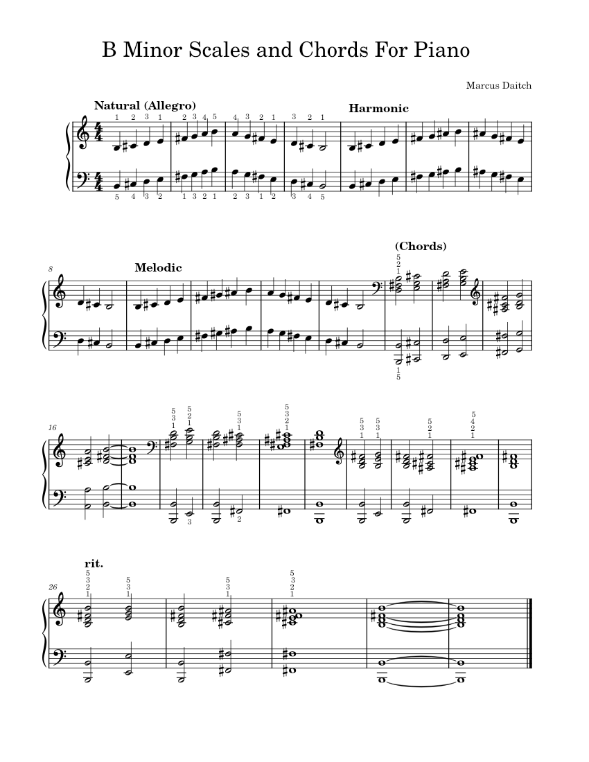 B Minor Scales and Chords For Piano Sheet Music for Piano (Solo) Easy ...
