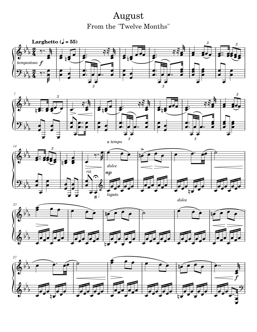 August Sheet music for Piano (Solo) | Musescore.com