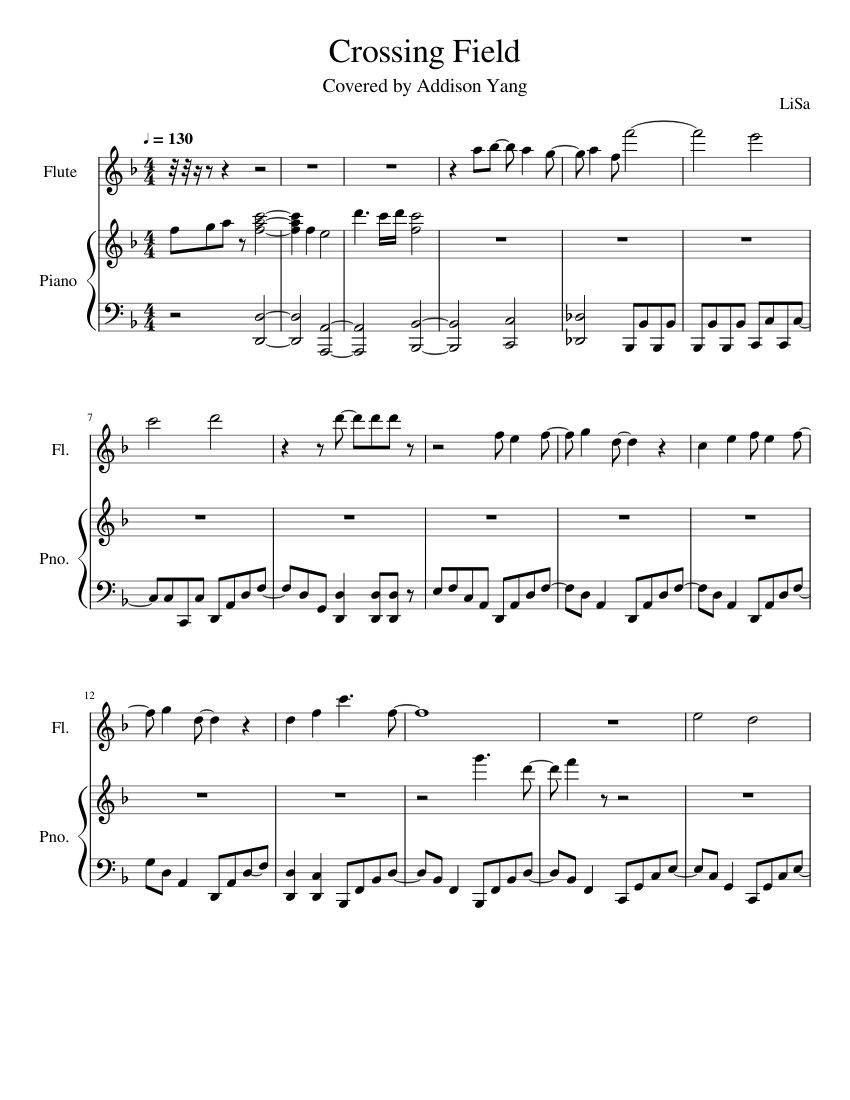 Crossing Field flute and piano Sheet Music for Piano, Flute (Solo ...