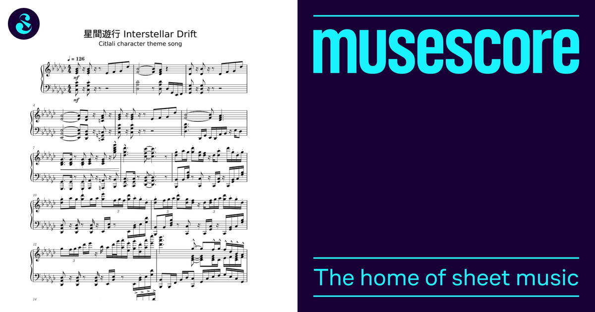 Citlali theme song 星間遊行 Interstellar Drift – colonrinnulov Sheet Music ...
