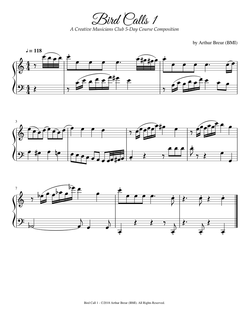 Bird Calls 1 Sheet Music for Piano (Solo) easy | MuseScore.com