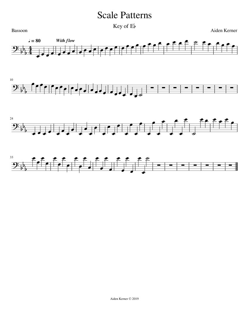 Scale Patterns (E♭) Sheet music for Bassoon (Solo) | Musescore.com