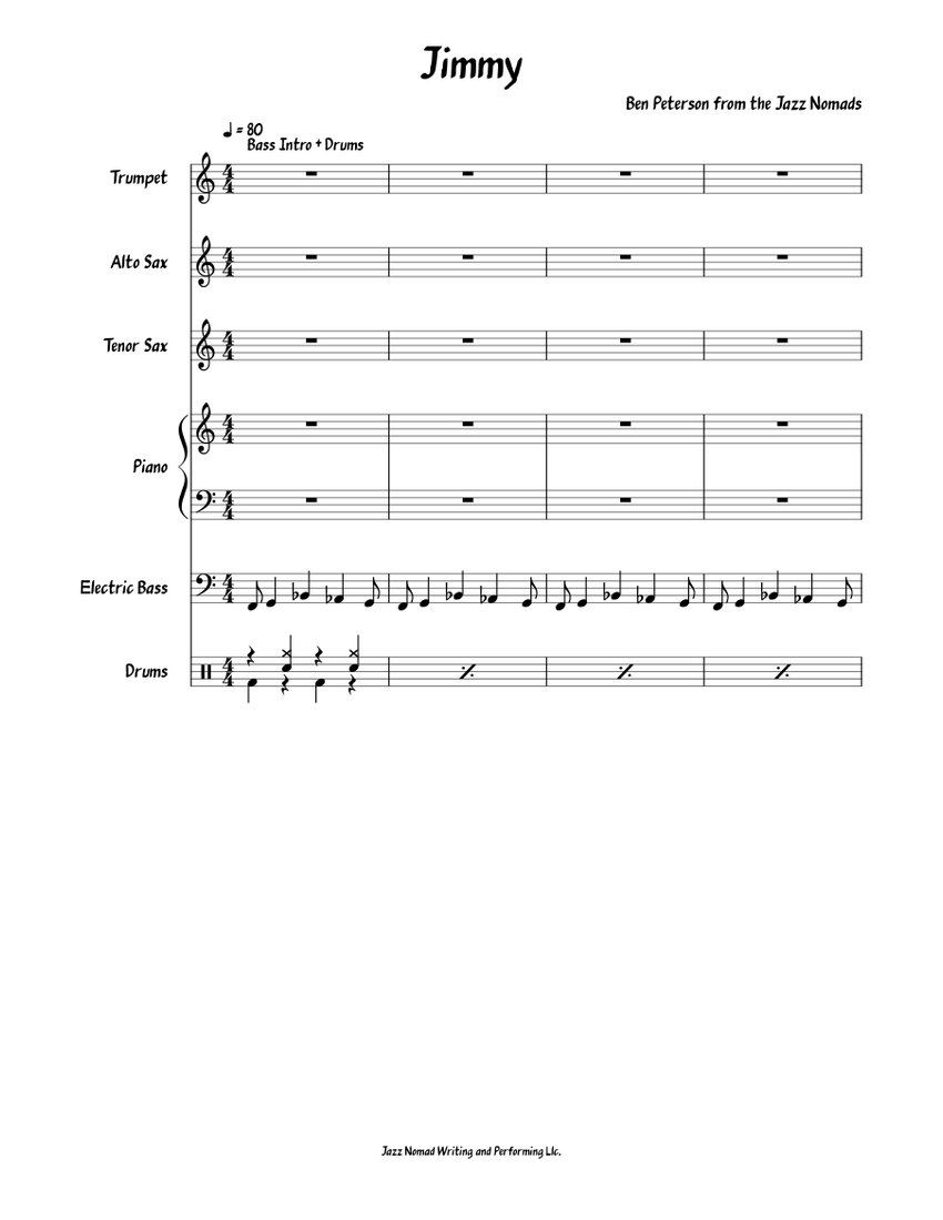 Jimmy Sheet music for Piano, Saxophone alto, Saxophone tenor, Trumpet ...