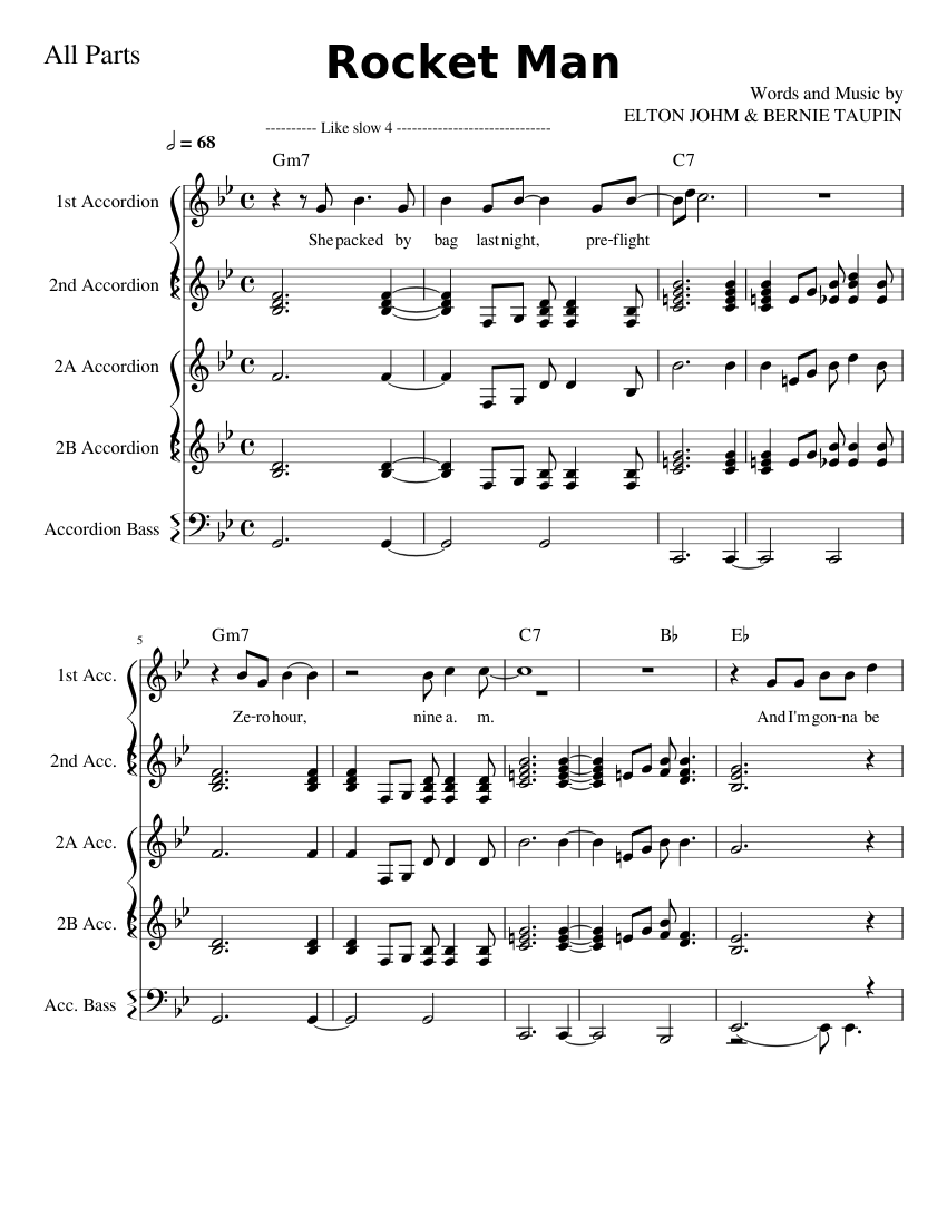 Rocket Man Sheet music for Accordion (Piano Trio) | Musescore.com