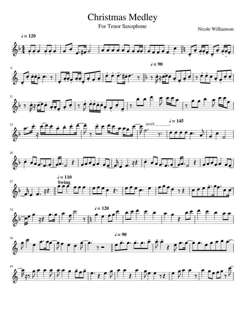 Christmas Medley, for Tenor Sax Sheet Music for Saxophone tenor (Solo ...