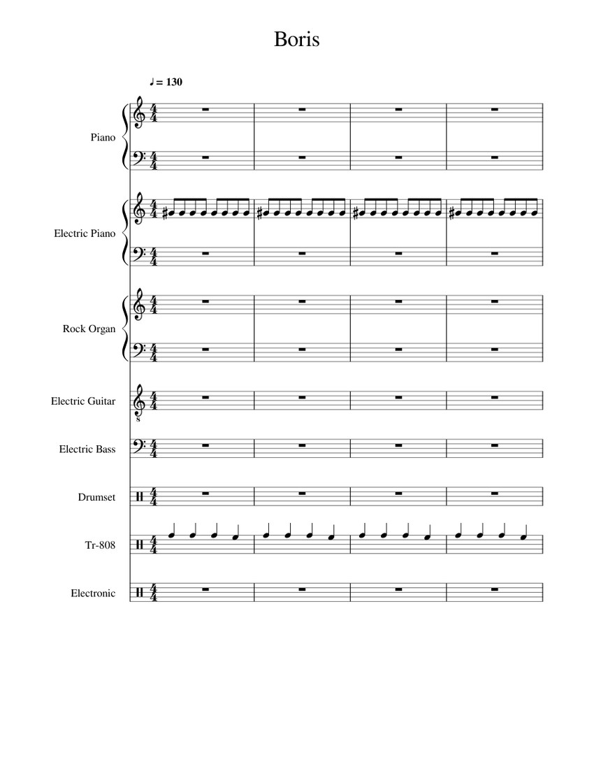 boris score Sheet music for Piano, Guitar, Bass guitar, Drum group ...